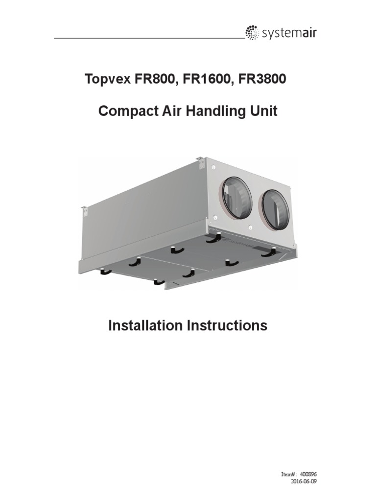 Topvex FR Series Installation Guide | PDF | Duct (Flow) | Electrical ...