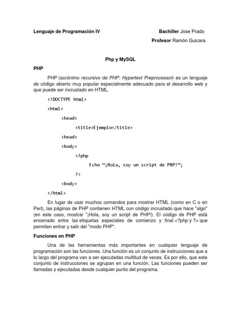 PHP y MySQL | PDF | Mi sql | Php