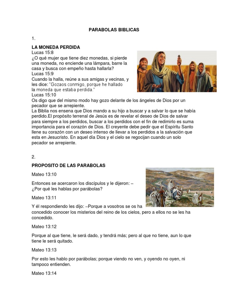 5 Parabolas Biblicas | PDF | Parábolas de Jesús | Creencia religiosa y ...