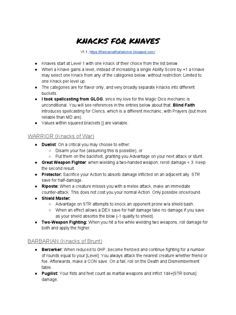 Knacks For Knaves | PDF | Role Playing Games | Leisure