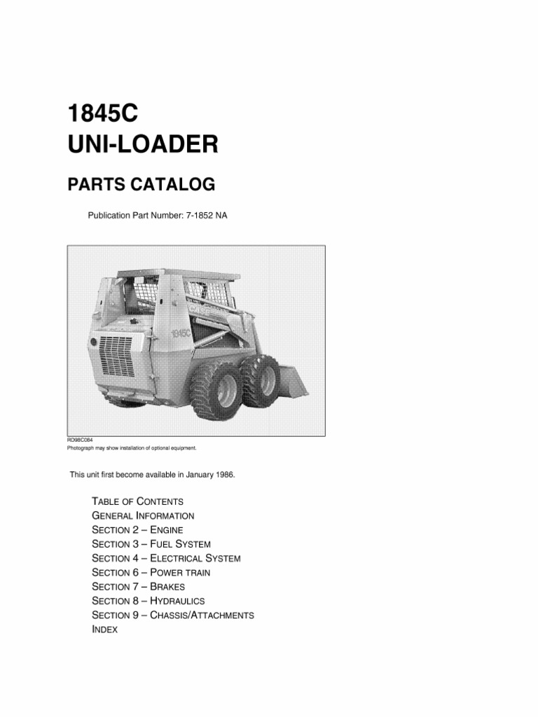 Case 1845C Uni - Loader Skid Steer Parts Manual PDF | PDF