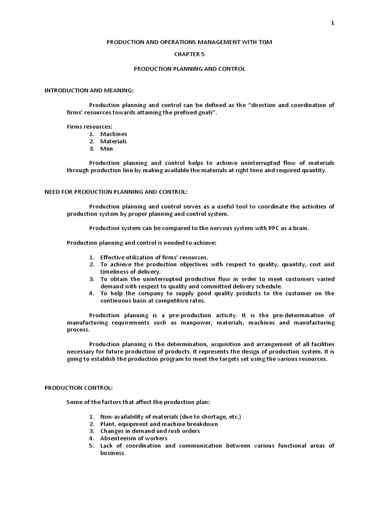 Chapter 5 Production Planning and Control | PDF