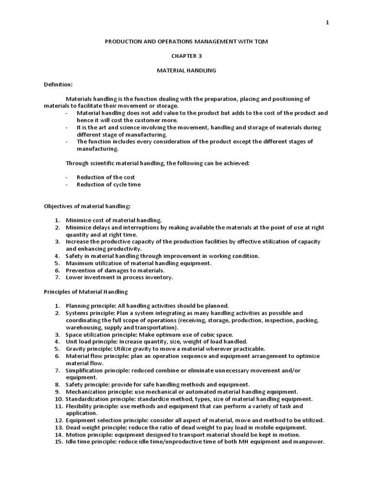 Chapter 3 Material Handling Word | PDF | Supply Chain Management ...