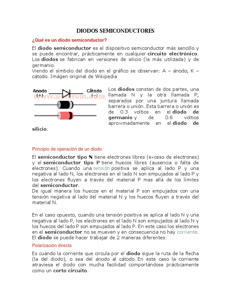 Diodos Semiconductores | Descargar gratis PDF | Diodo | Rectificador