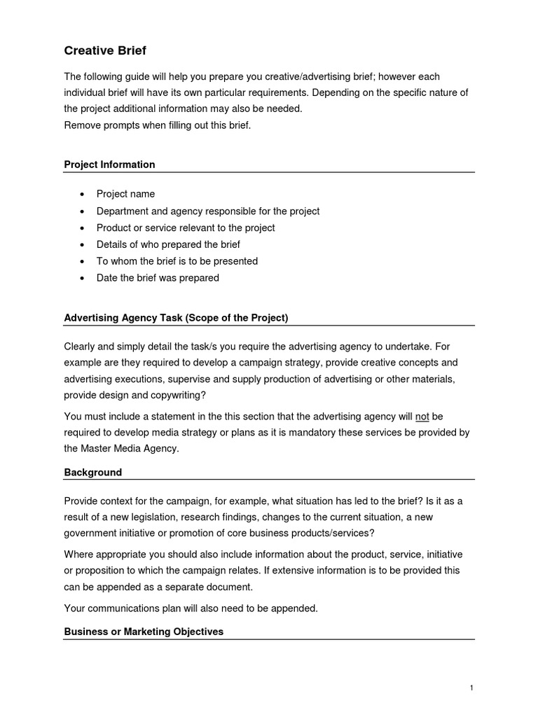 Creative Brief Template 02 | PDF | Target Audience | Advertising