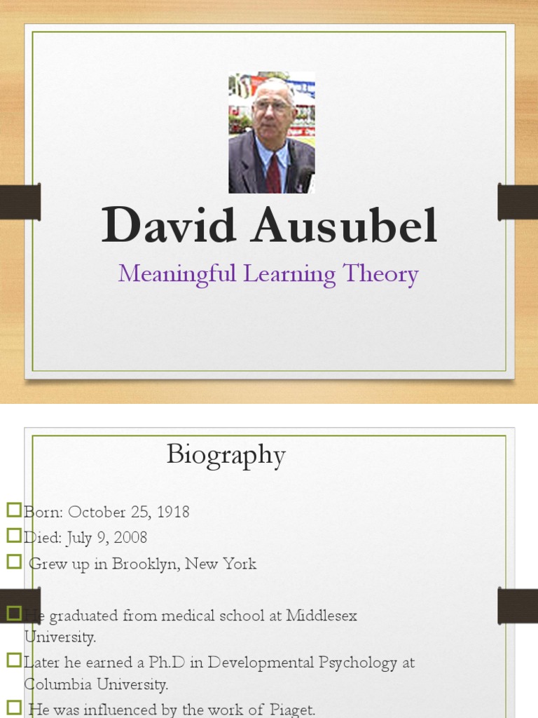 Ausubel's Meaningful Learning Theory | PDF | Learning Theory (Education ...
