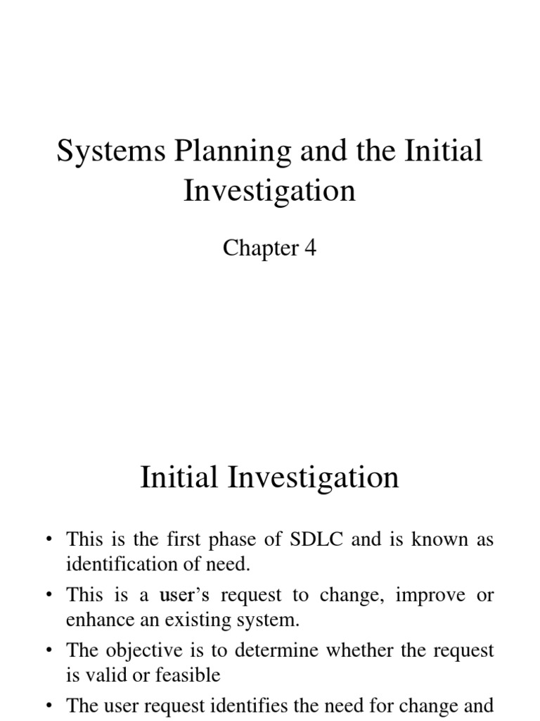Systems Planning and The Initial Investigation | PDF | Data Analysis ...