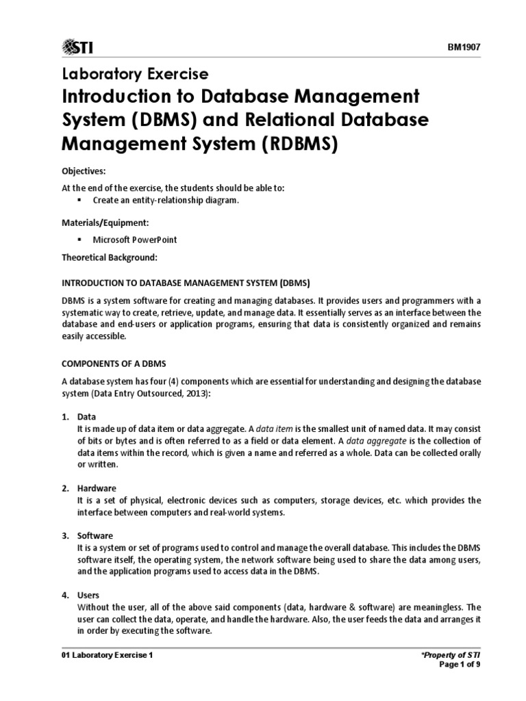 01 Laboratory Exercise 1.IA | PDF | Relational Database | Databases