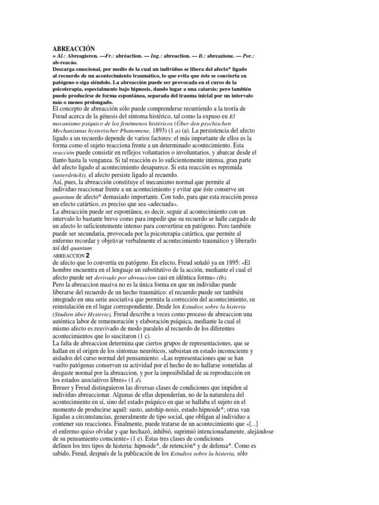 Concepto de Abreacción Psicoanálisis | PDF | Neurociencia | Psiquiatría