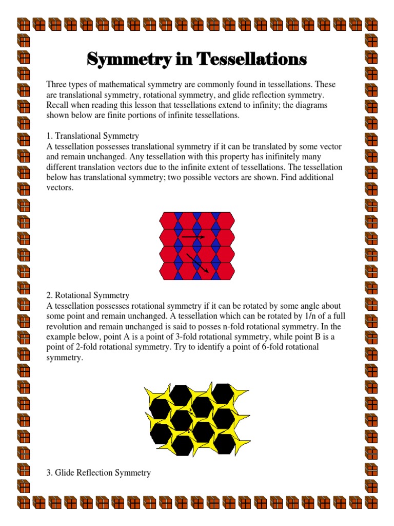 Tessellation Symmetry Explained | PDF | Vertex (Geometry) | Polygon