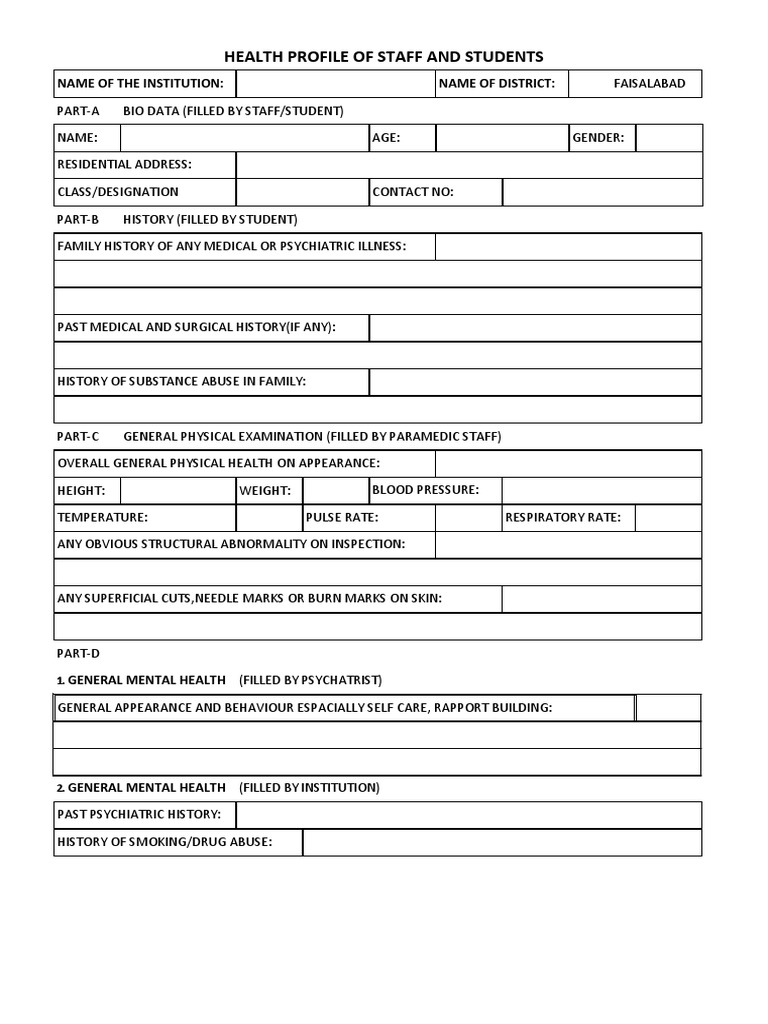 Student Health Profile Assessment | PDF | Science & Mathematics