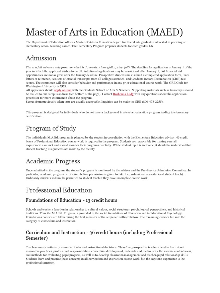 MAED Degree Overview and Requirements | PDF | Master Of Business ...