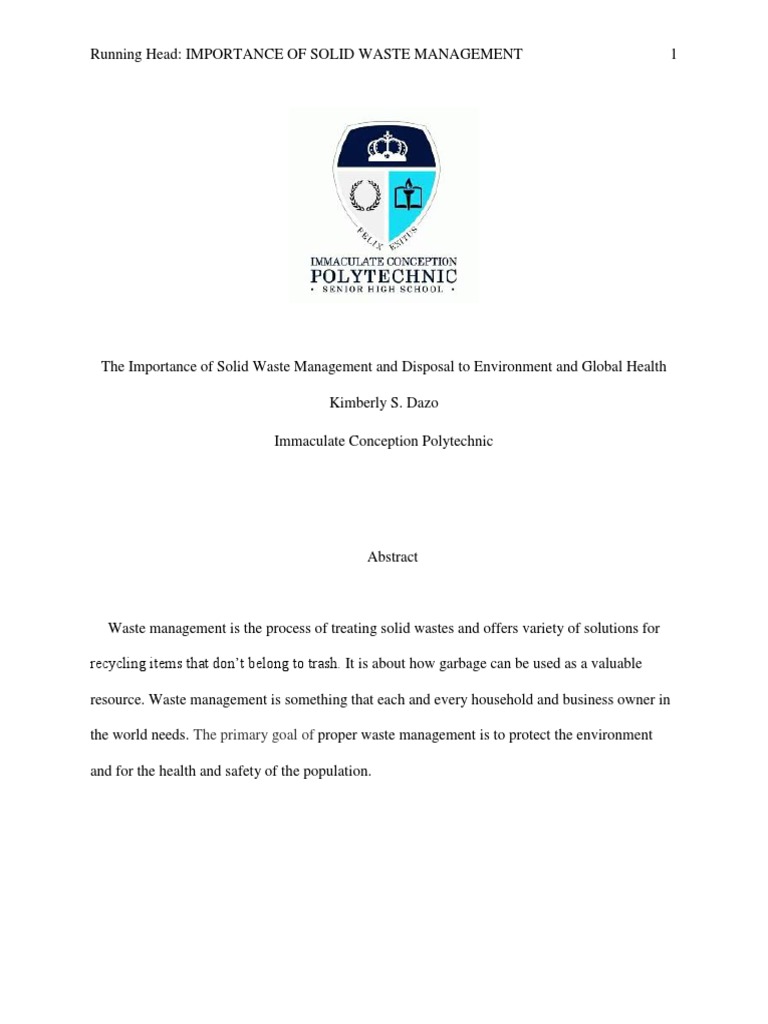 Importance of Solid Waste Management | PDF | Waste Management | Waste