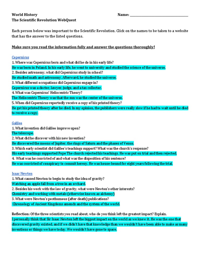 Scientific Revolution WebQuest | PDF | Scientific Revolution | Isaac Newton