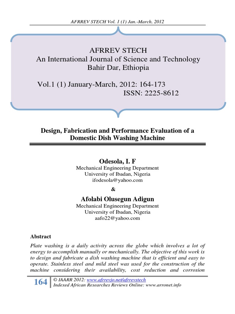 Design, Fabrication and Performance Evaluation of A Domestic Dish ...