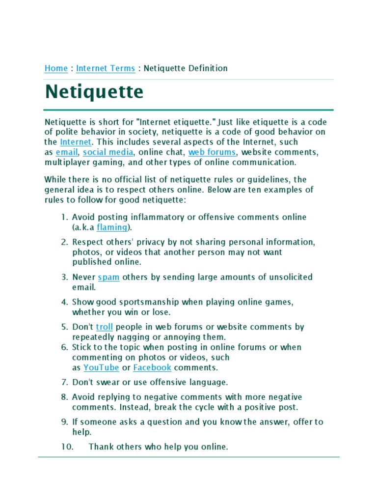 Netiquette | PDF | Internet Forum | Internet