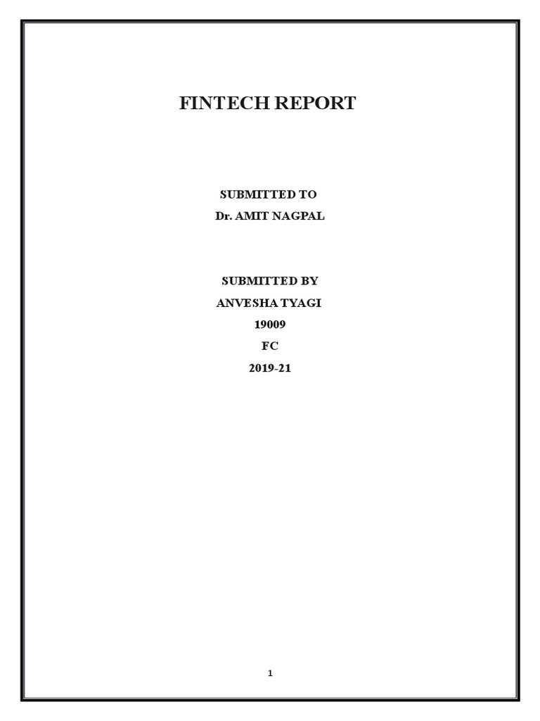 Fintech Report | PDF | Financial Technology | Finance & Money Management