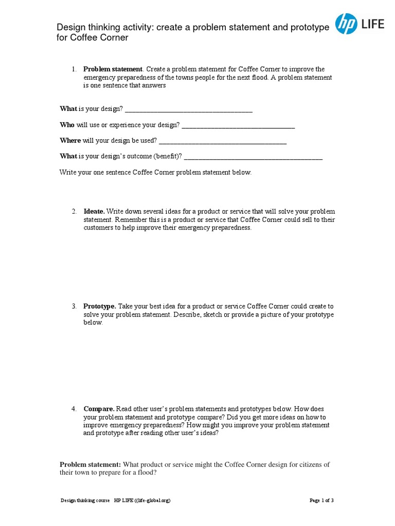 Design Thinking Ideation and Prototype Worksheet | PDF | Emergency ...