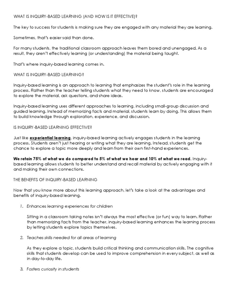 Inquiry Based Learning and 5E Model Instruction | PDF | Inquiry Based ...