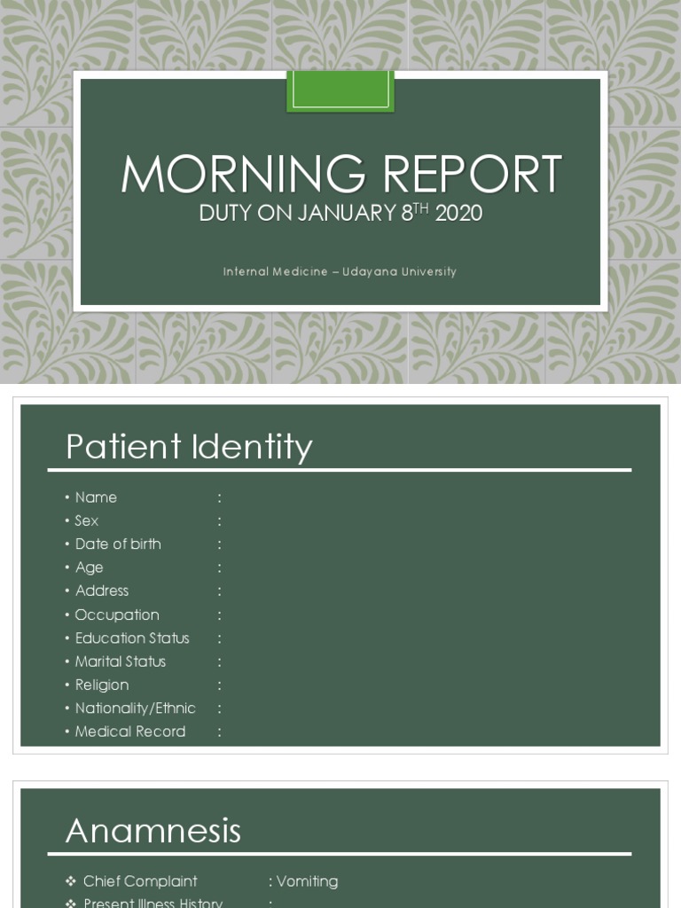 Contoh Morning Report | PDF | Diabetes | Nausea