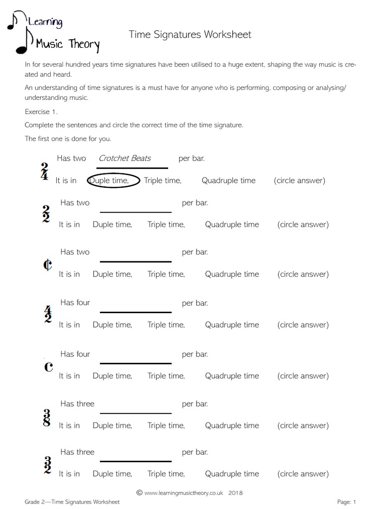 Time Signatures Exercises | PDF | Writing | Cognitive Science