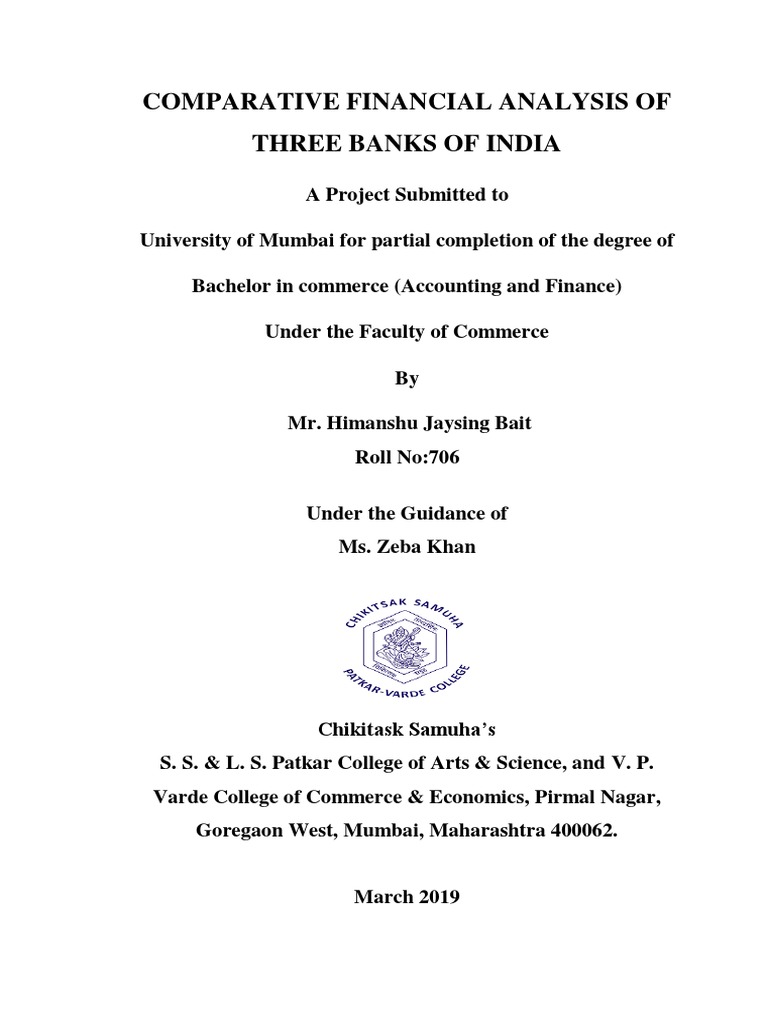 Comparative Financial Analysis of Three Banks of India PDF | PDF ...