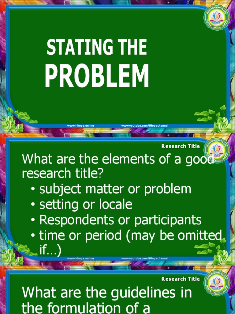 06 Stating The Problem-Title | PDF | Psychological Concepts | Learning