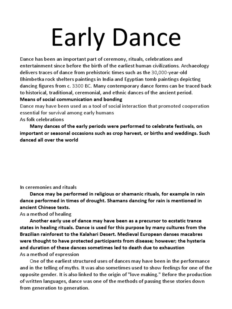 Early Dance | PDF | Ballet | Dances