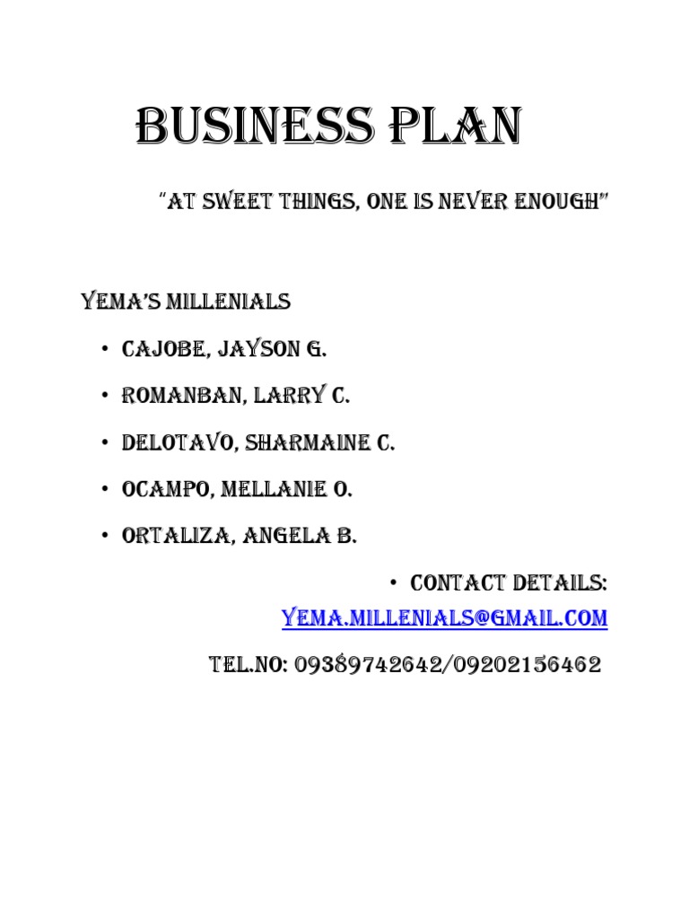 Group 1 Business Plan Yema | PDF