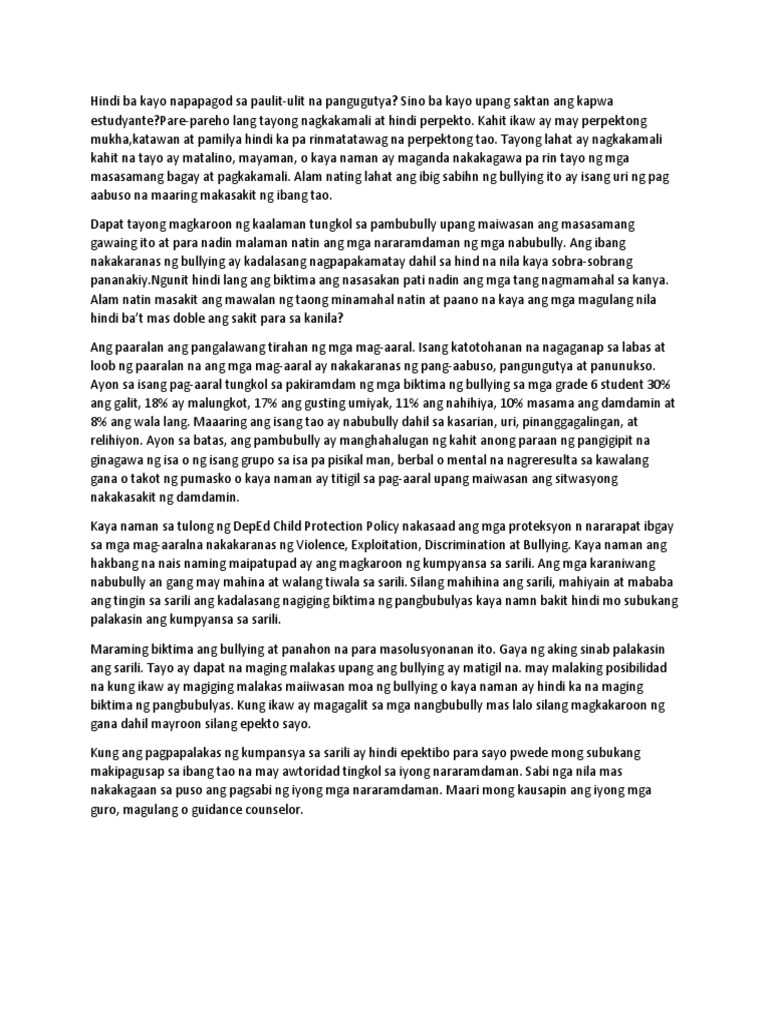 Filipino Talumpati Bullying | PDF