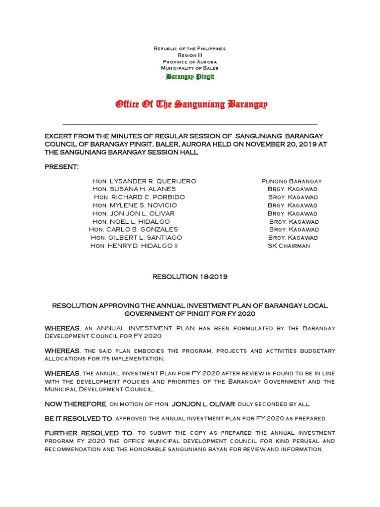 SB Resolution Aip2020 | PDF | Philippines | Government