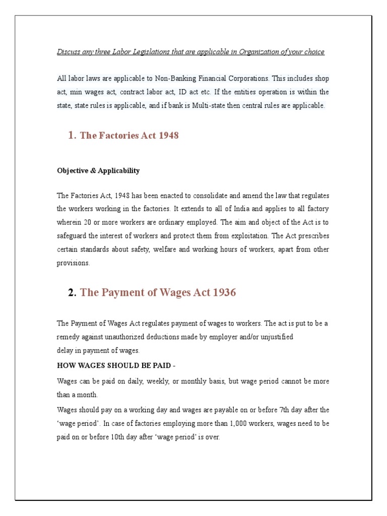 Labour Laws+references | PDF | Wage | Employment