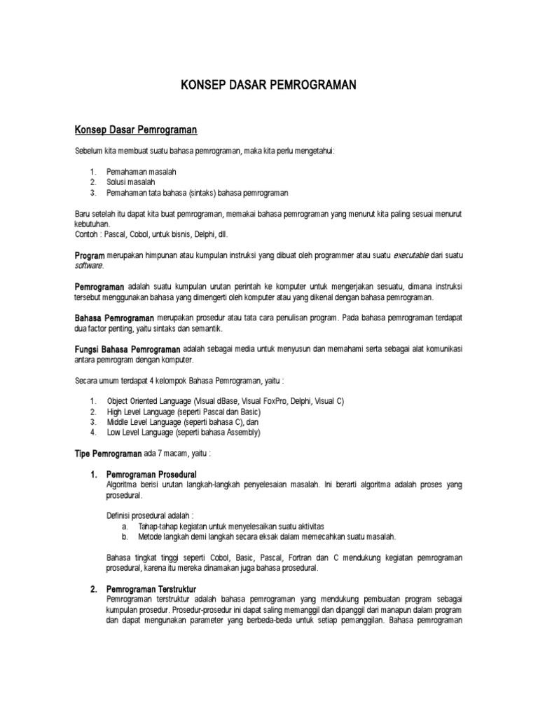 Konsep Dasar Pemrograman | PDF