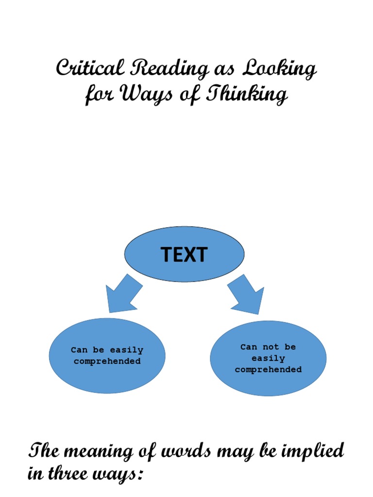 Critical Reading As Looking For Ways of | PDF | Critical Thinking | Thought