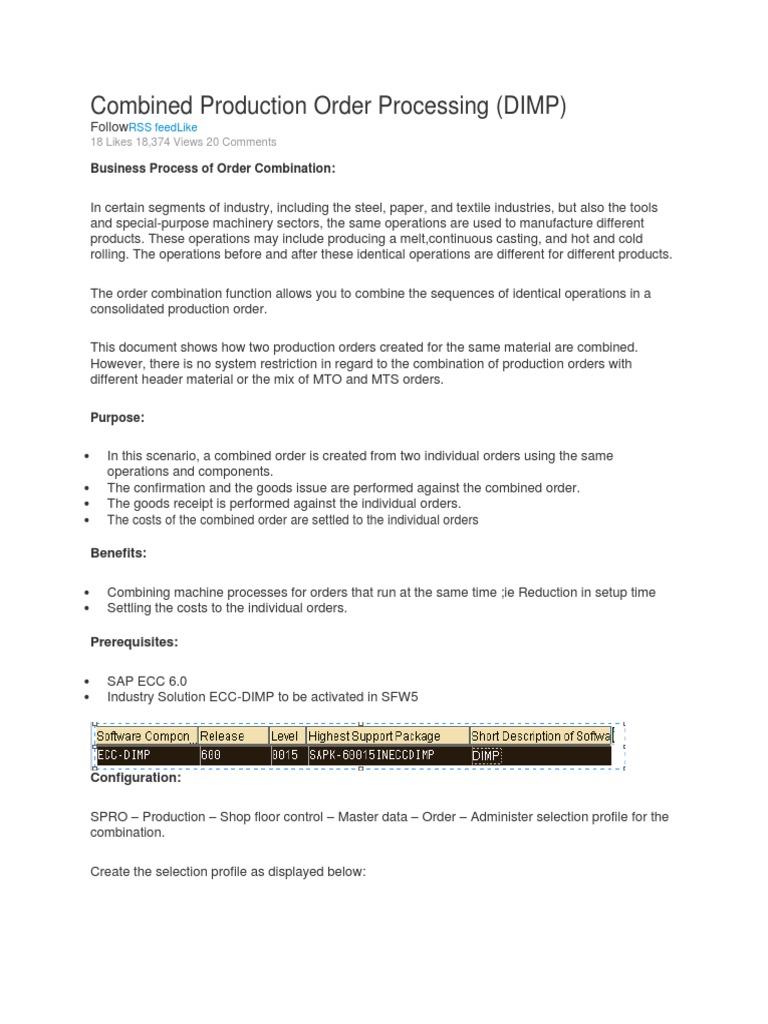 Combined Production Order Processing | PDF | Business Process | Computing