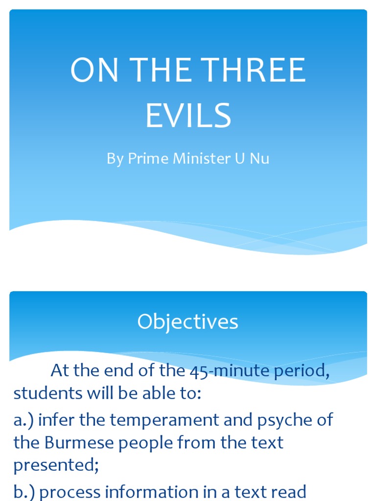 On The Three Evils | PDF | Wealth | Poverty
