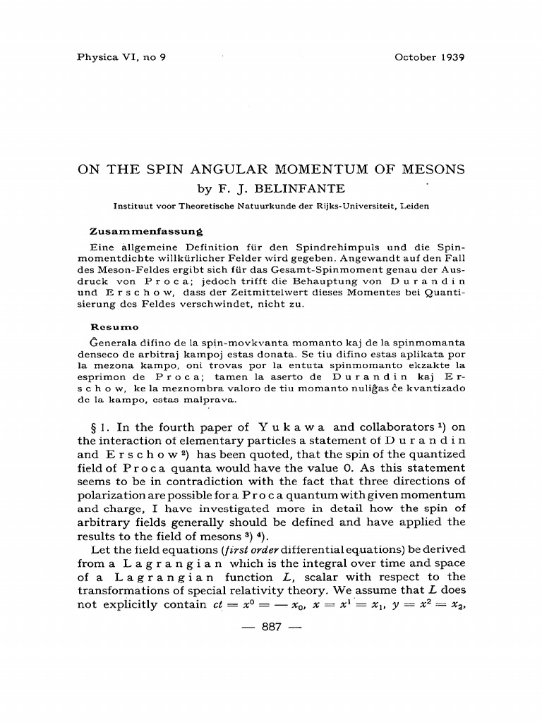 On The Spin Angular Momentum of Mesons | PDF | Spin (Physics) | Wave Function
