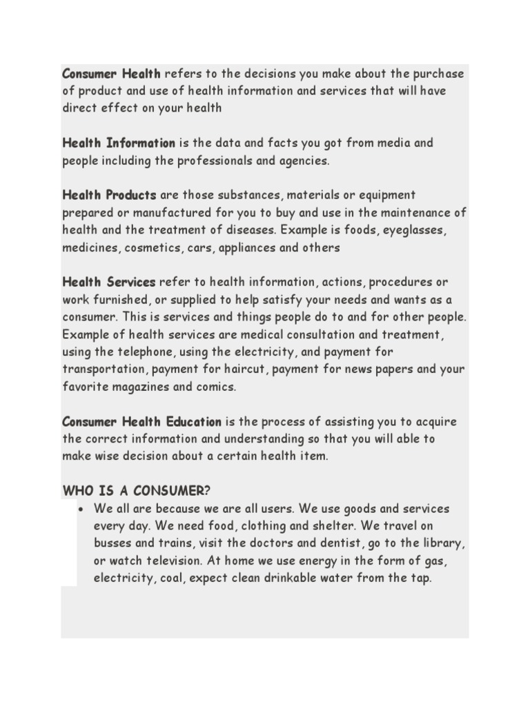 Understanding Consumer Health Choices | PDF | Consumer Protection ...