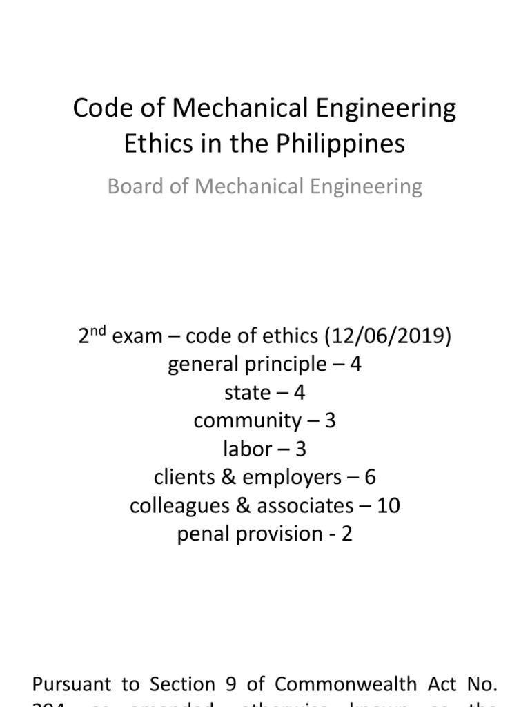 Code of Mechanical Engineering Ethics in The Philippines | PDF | Profession | Employment