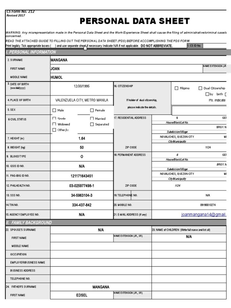 Personal Data Sheet | PDF | Crime & Violence | Crime Thriller