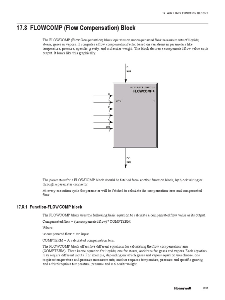 Flow compensation block calculations | PDF | Pressure | Temperature
