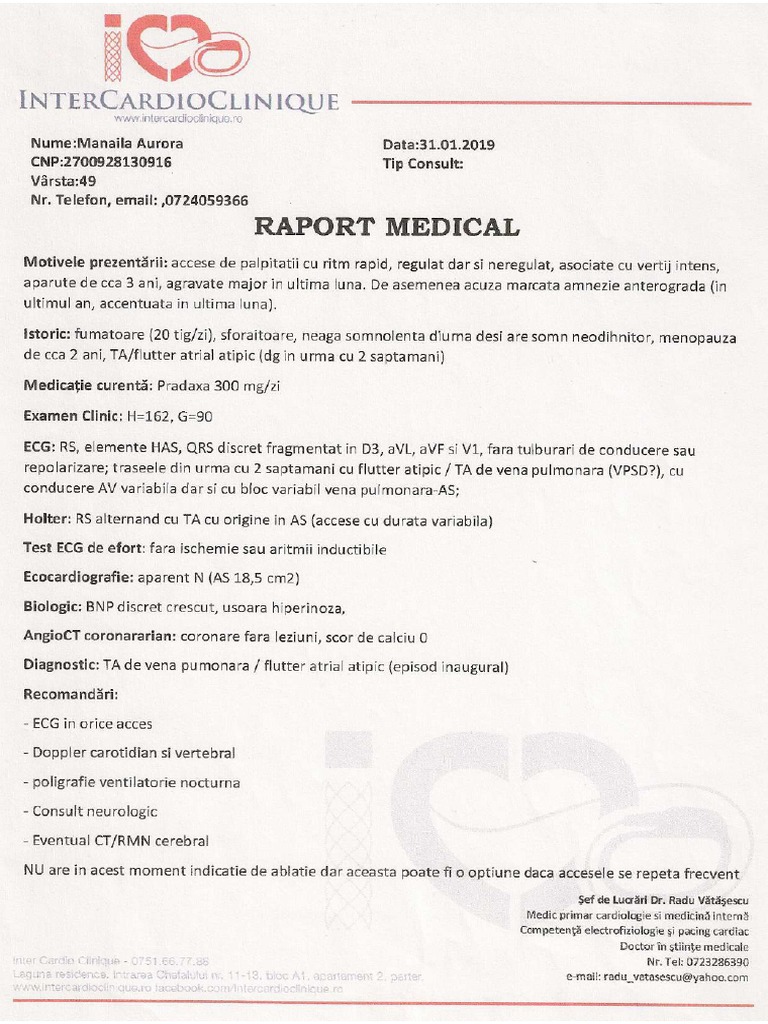 Raport Medical 1 | PDF