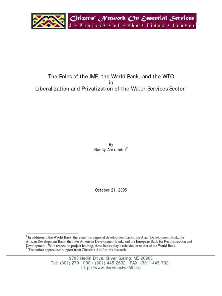 The Roles of The IMF, The World Bank, and The WTO in Liberalization and ...