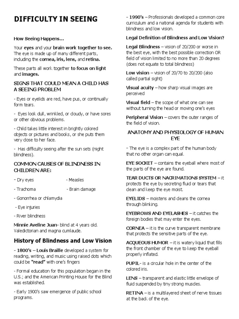Understanding Vision Disorders in Children | PDF | Eye | Visual Impairment
