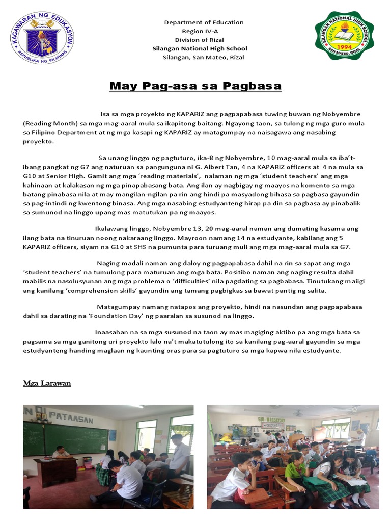 Narrative Report (May Pag-Asa Sa Pagbasa) | PDF