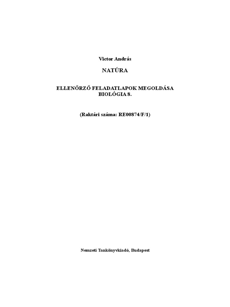 Biológia Feladatlapok. Megoldásai 8.oszt - PDF | PDF