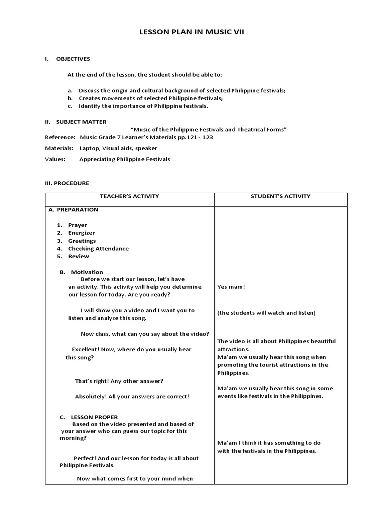 LP in MUSIC 7 PHILIPPINE FESTIVALS | Download Free PDF | Festival