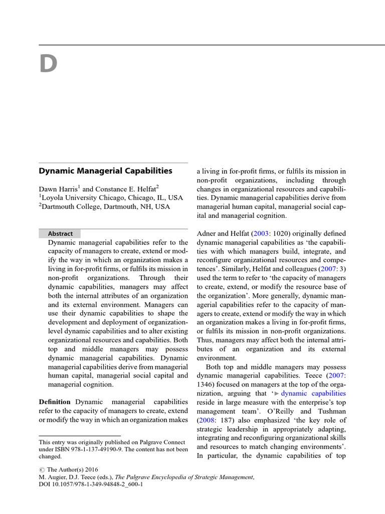 Dynamic Managerial Capabilities Explained | PDF | Strategic Management ...
