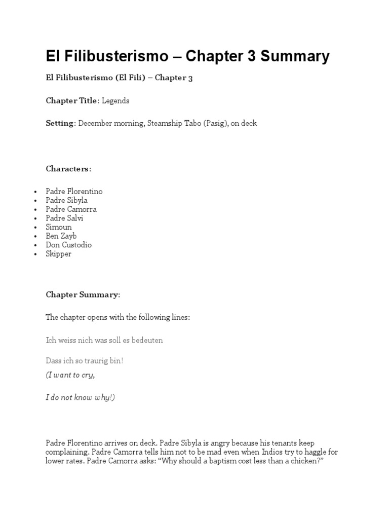 El Filibusterismo Chapter 3 | PDF