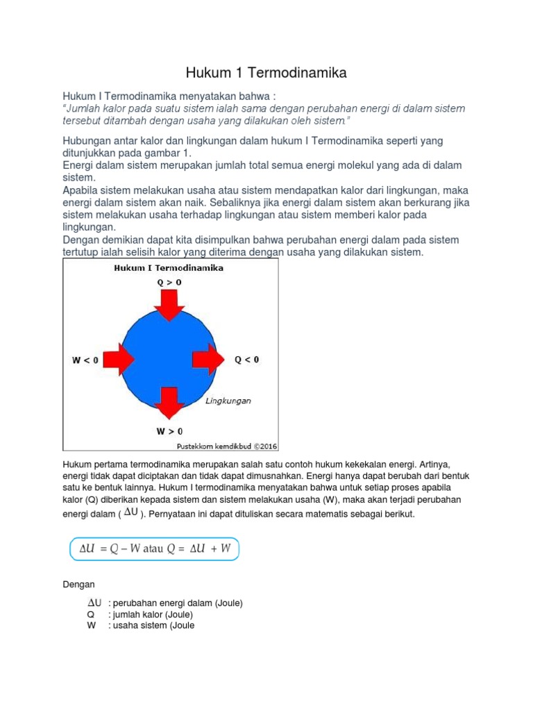 Hukum 1 Termodinamika | PDF